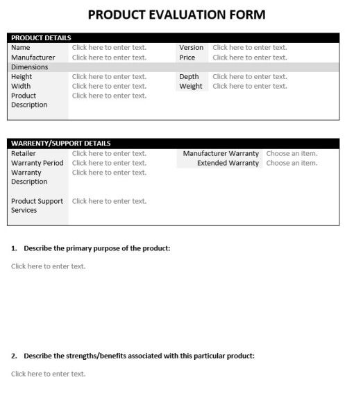 Product Evaluation Form | Customer Feedback Tool | Review Form